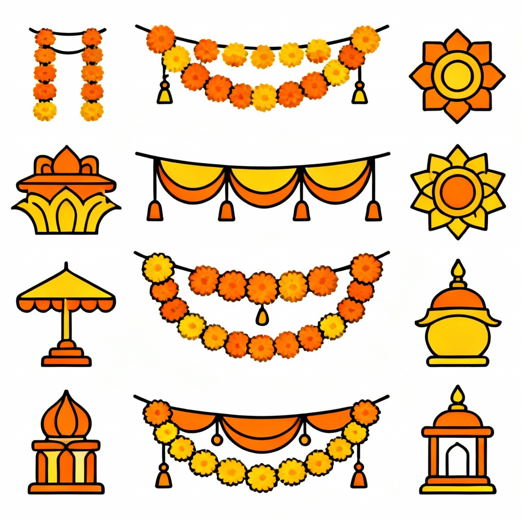 Free AI Marigold Garlands Generator Online | Design Torans, Backdrops ...